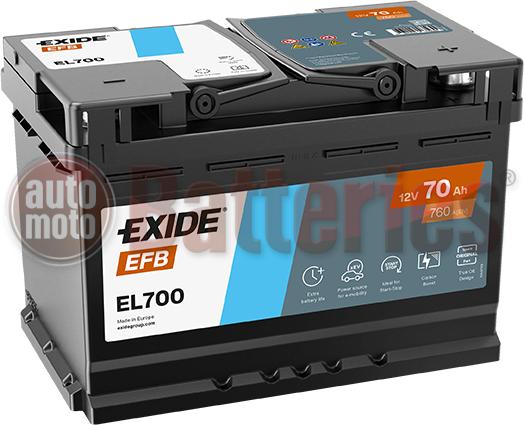 Μπαταρία Αυτοκινήτου EXIDE EFB Start Stop EL700 12V 70Ah 760A-Εκκίνησης